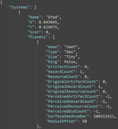 Example of game data
